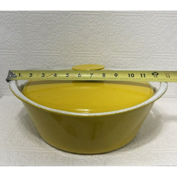 Kitchen | Large Yellow Enamel Cast Iron Stock Pot Dutch Oven Mcm ...